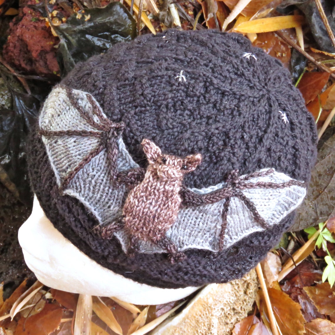 Knitting Pattern Bats in the Night Sky Beanie | Etsy