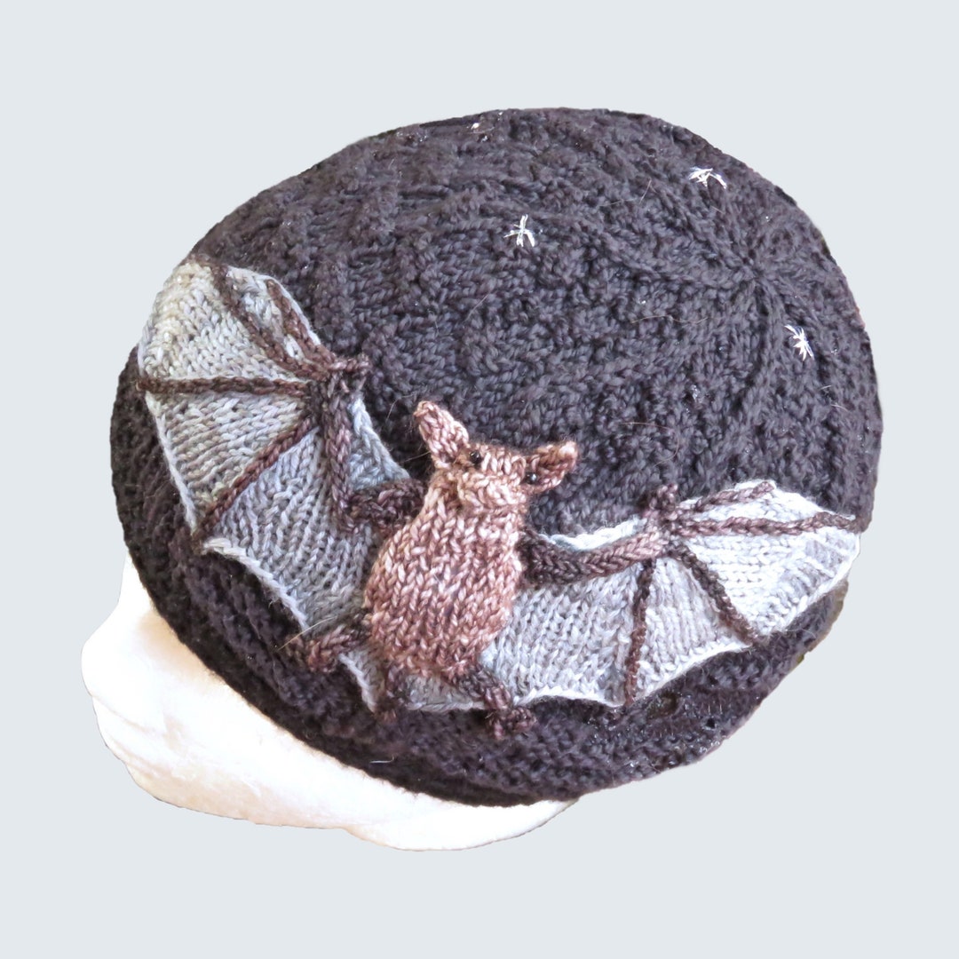 Knitting Pattern Bats in the Night Sky Beanie - Etsy