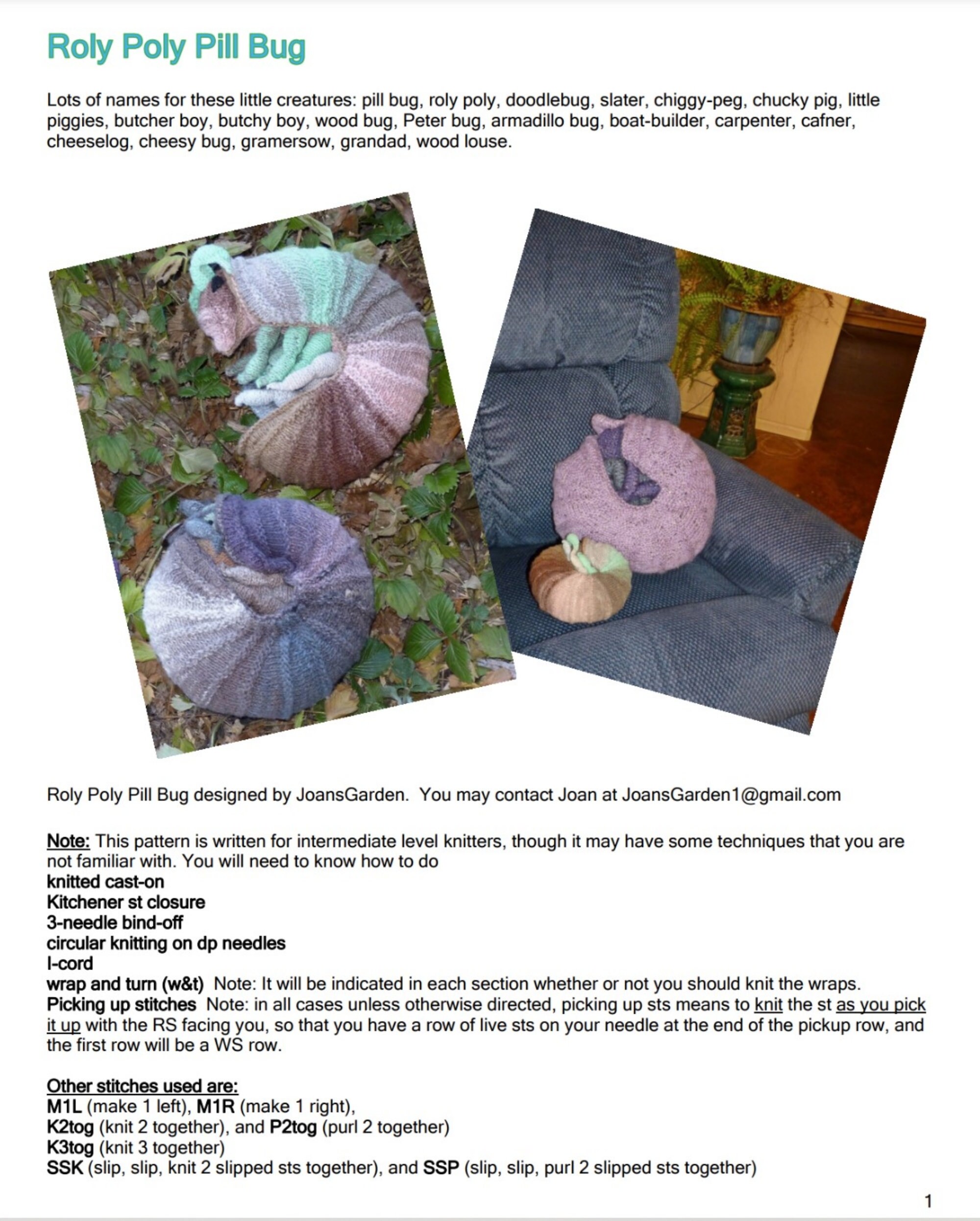 Knitting Pattern - Roly Poly Pill Bug - Etsy
