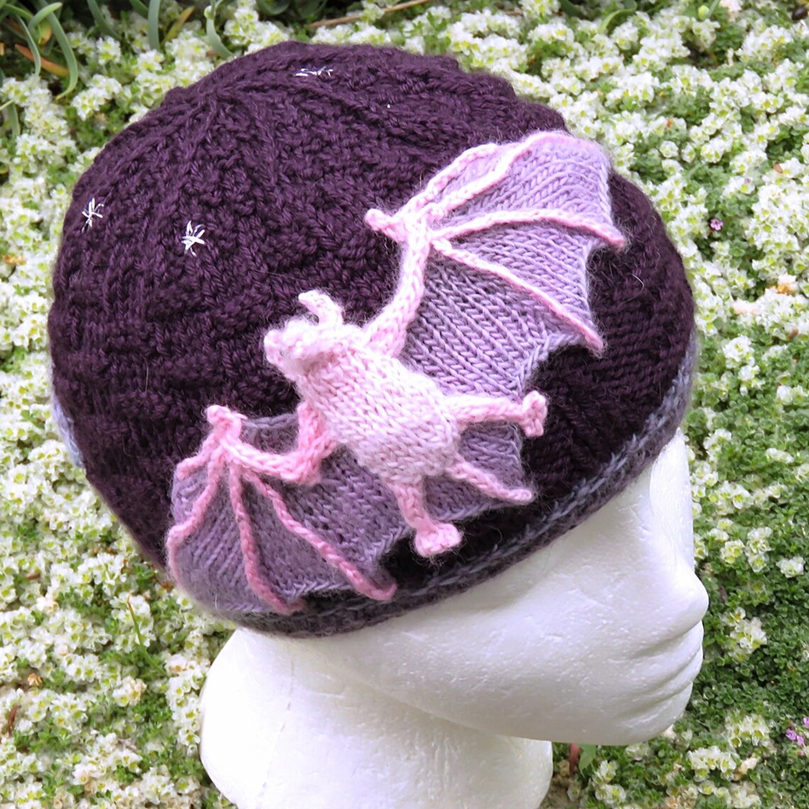 Knitting Pattern Bats in the Night Sky Beanie | Etsy