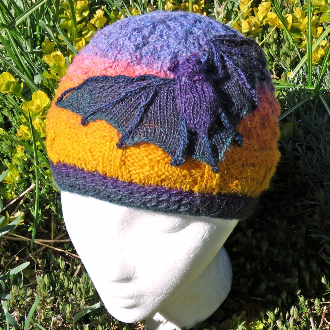 Knitting Pattern Bats in the Night Sky Beanie | Etsy
