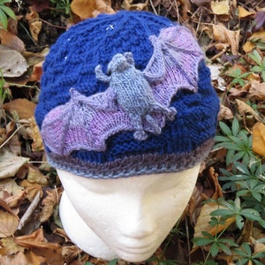 Knitting Pattern Bats in the Night Sky Beanie - Etsy
