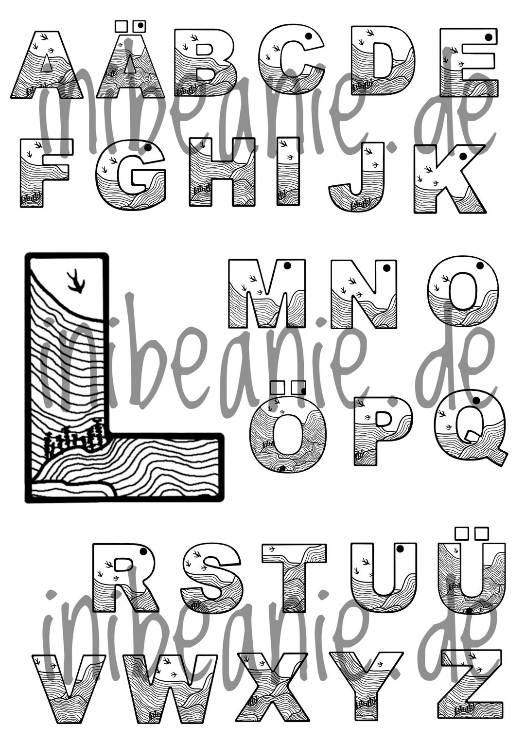 Alphabet, Doodle, Plotterdatei, SVG, PNG, Cricut, Silhouette, Buchstaben, A Bis Z ...
