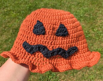 Jack O Lantern Crochet Bucket Hat - Etsy