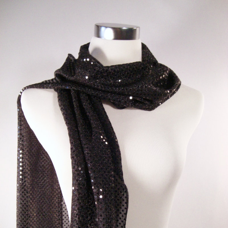 Black Sequin Scarf Wool - Etsy
