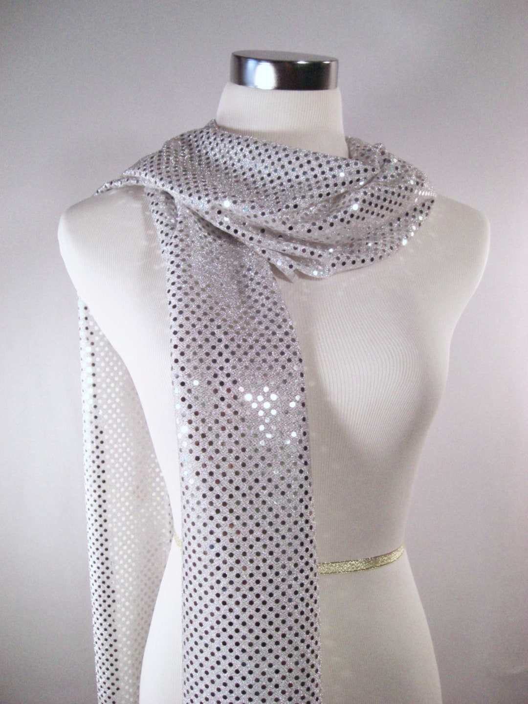 Silver Sequin Party Scarf – Shiny Dressy Long Silver Sequin Scarf ...