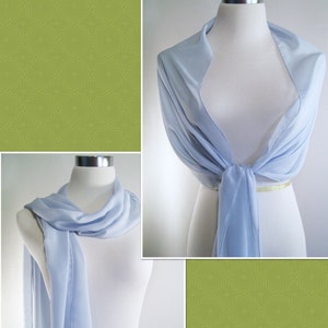 Ice Blue Chiffon Wedding Scarf / Evening Wrap – Custom Made Long Ice ...