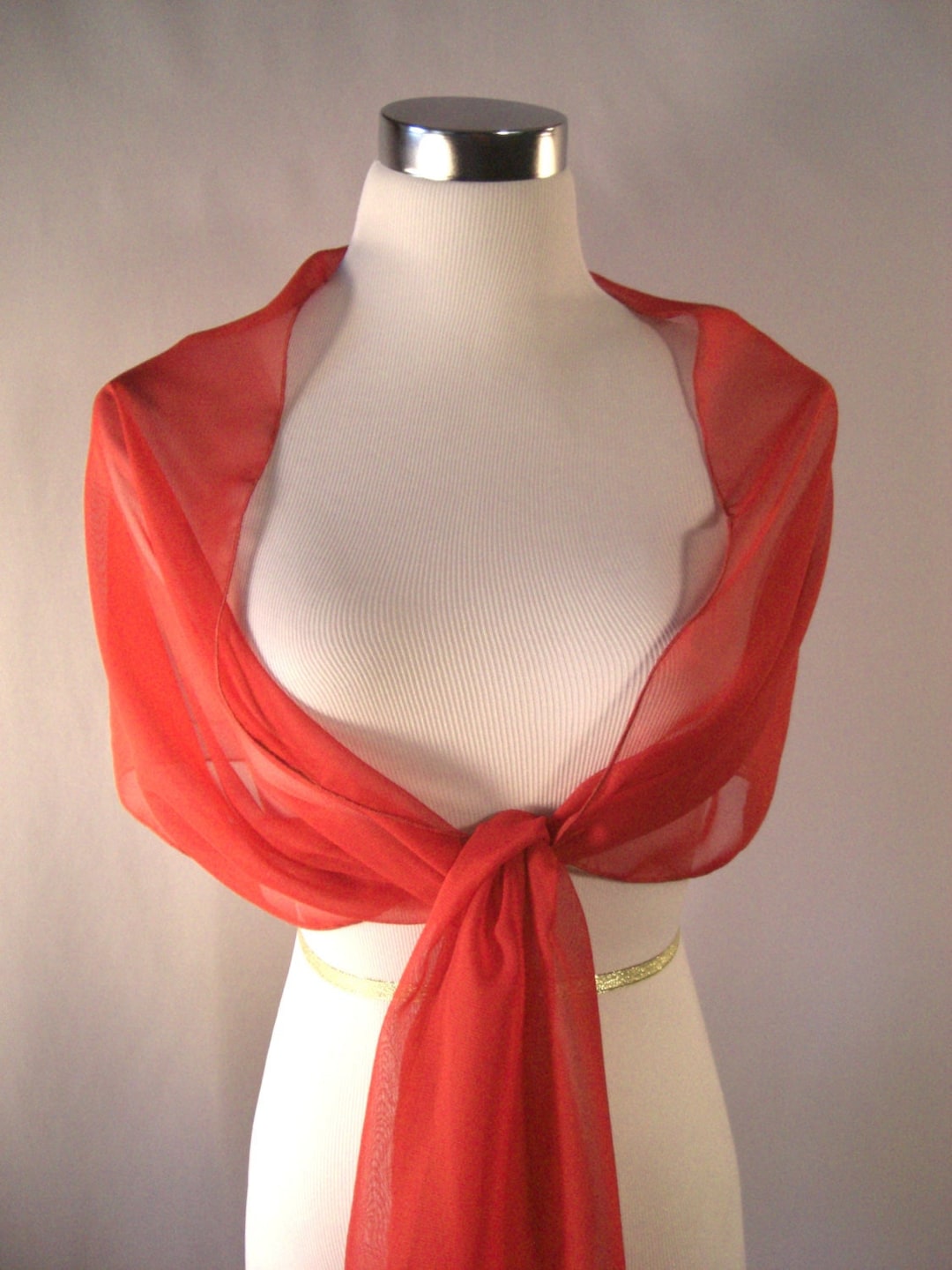 Red Chiffon Evening Wrap / Shawl – Custom Made Red Chiffon Evening Wrap ...