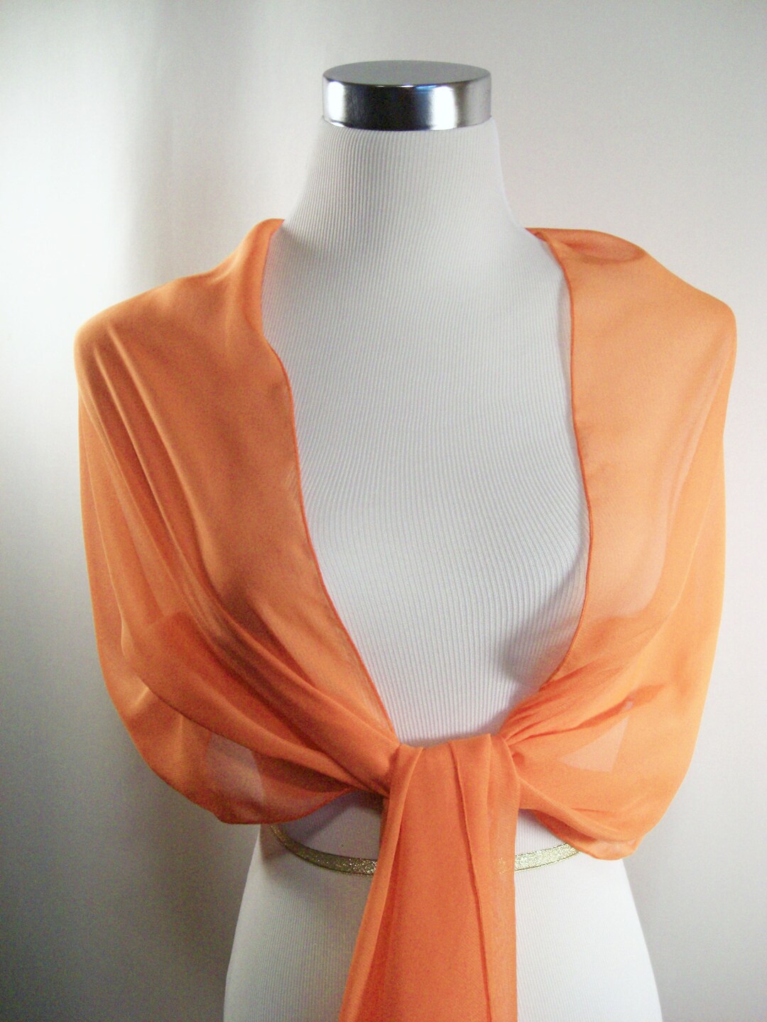 Orange Chiffon Evening Wrap / Shawl – Custom Made Tangerine Orange ...