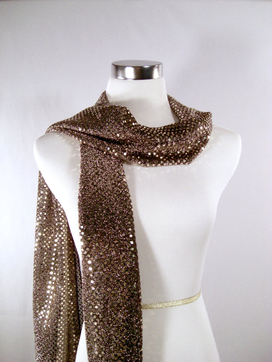 Gold on Black Sequin Party Scarf – Shiny Dressy Long Gold on Black ...