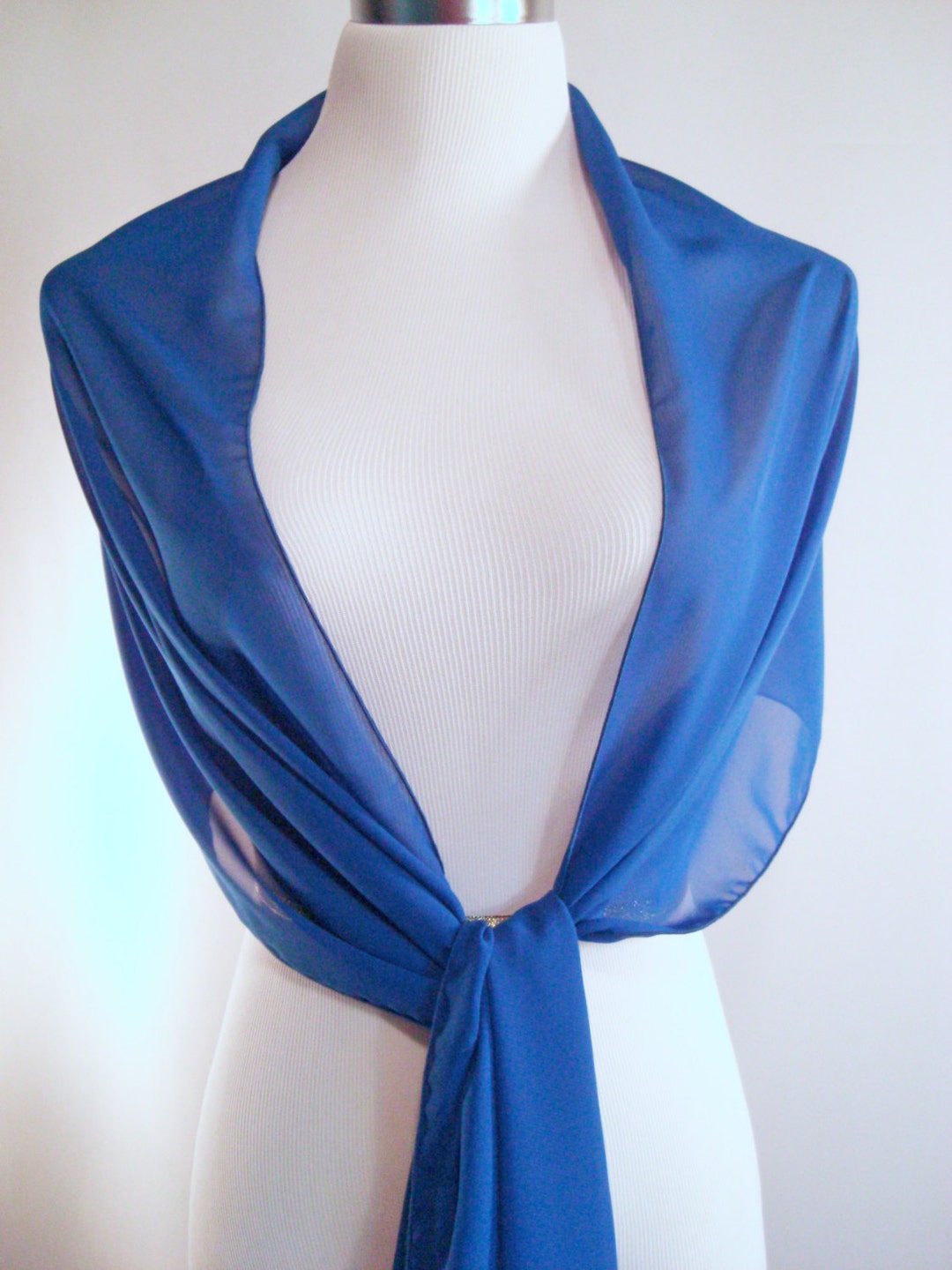 Royal Blue Chiffon Evening Wrap / Shawl – Custom Made Cobalt Blue ...