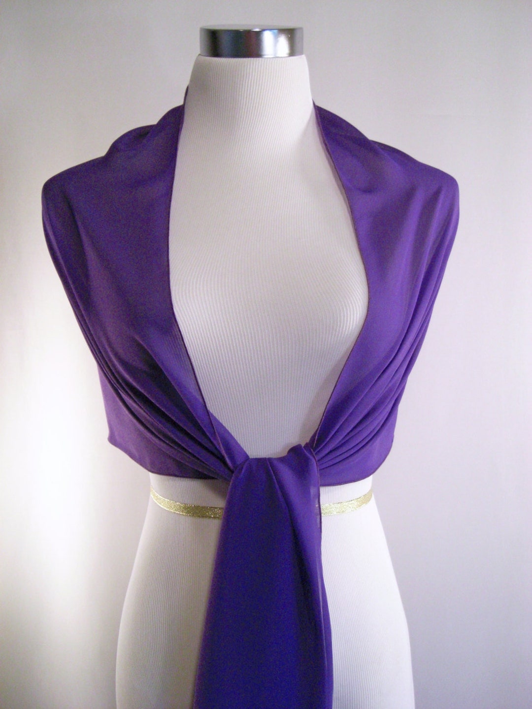 Purple Chiffon Evening Wrap / Shawl – Custom Made Royal Purple Chiffon ...