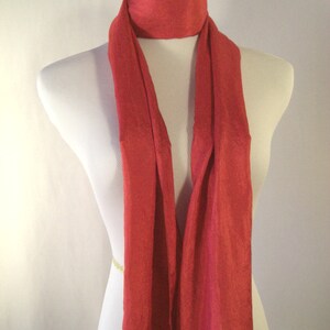 Long Red Scarf - Crinkled Silky Satin Scarf - Shiny Red Scarf - Dressy ...
