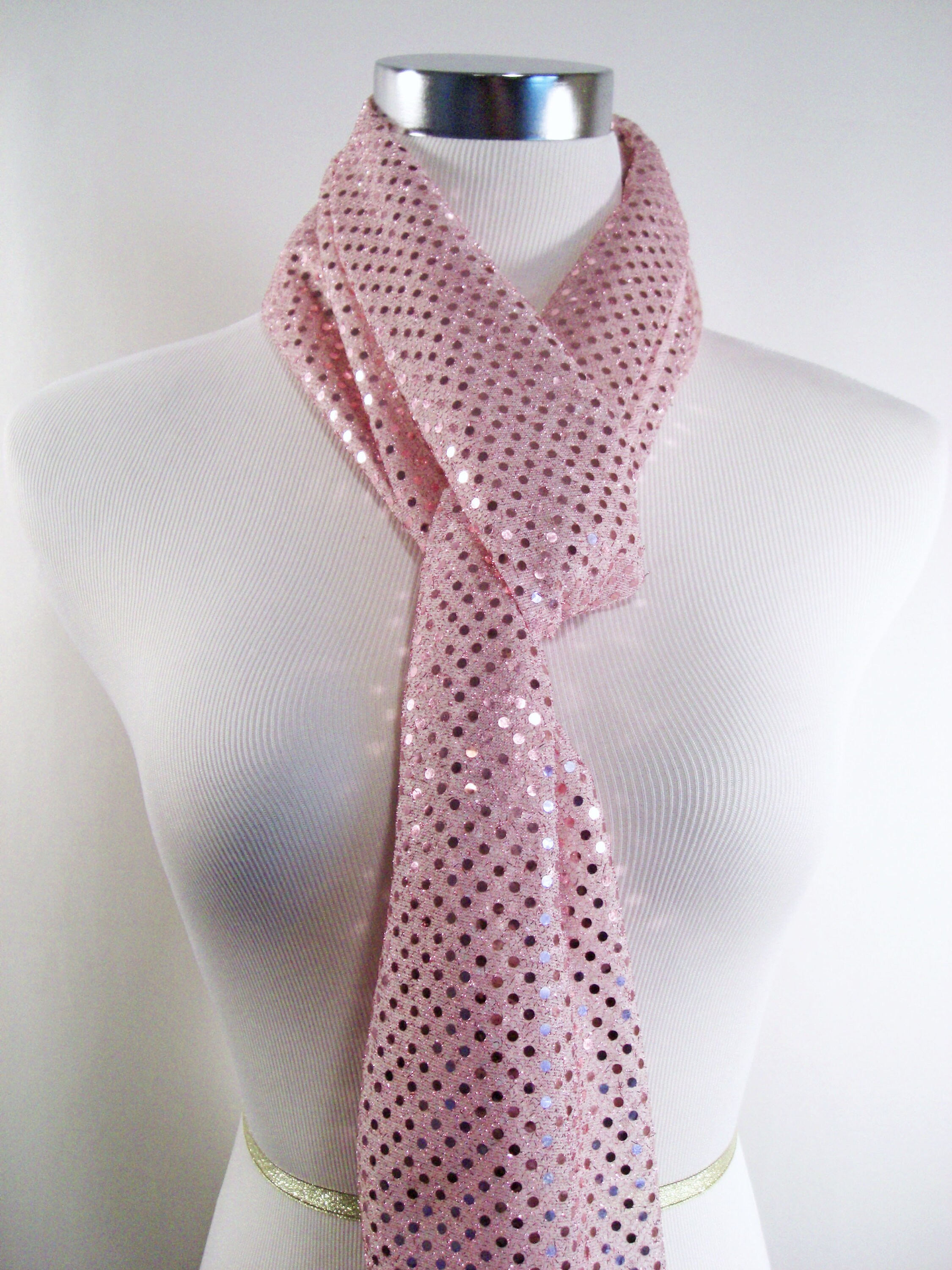 Pink Sequin Party Scarf – Shiny Dressy Long Pink Sequin Scarf – READ ...