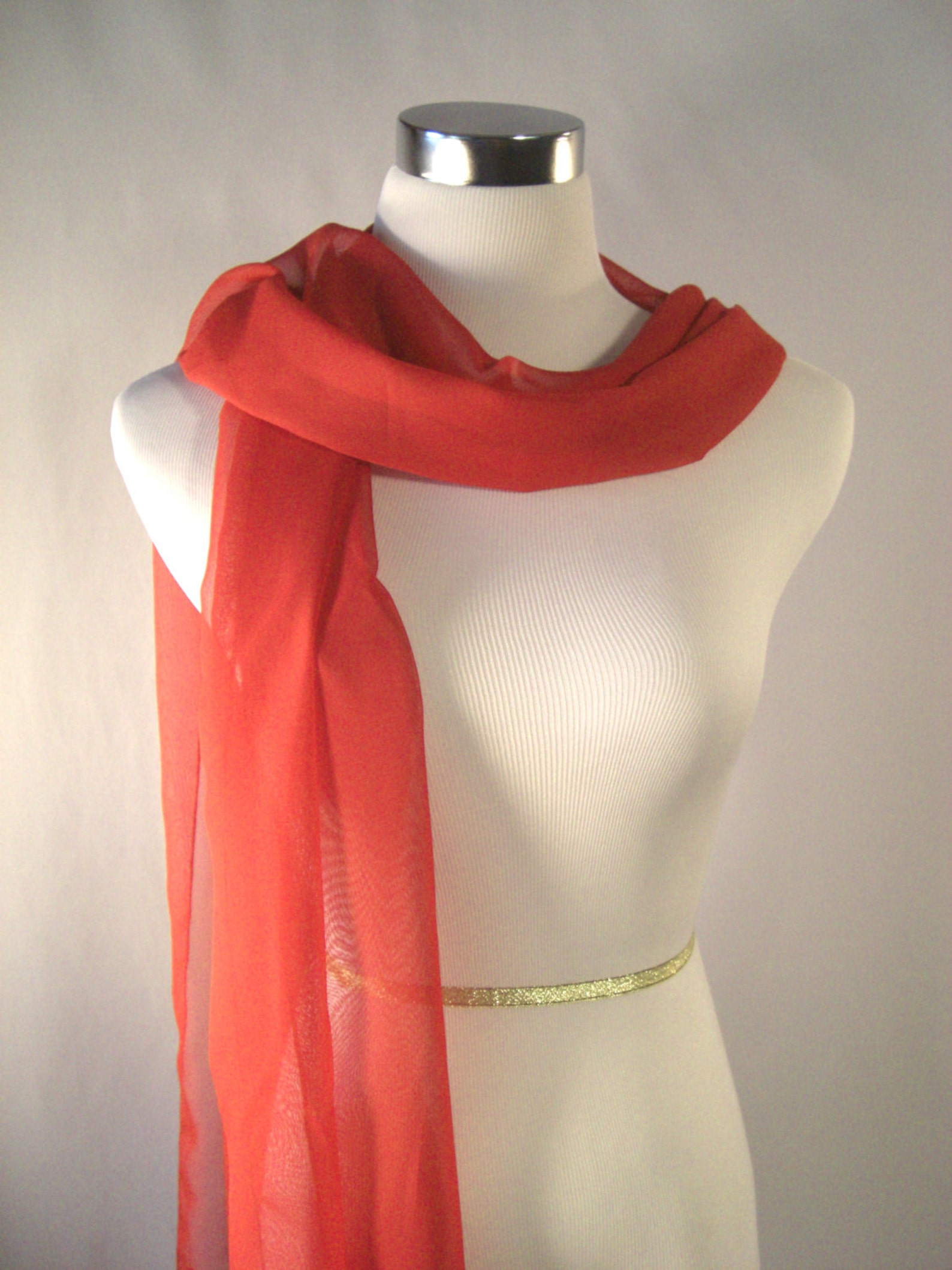 Red Chiffon Evening Wrap / Shawl – Custom Made Red Chiffon Evening Wrap ...