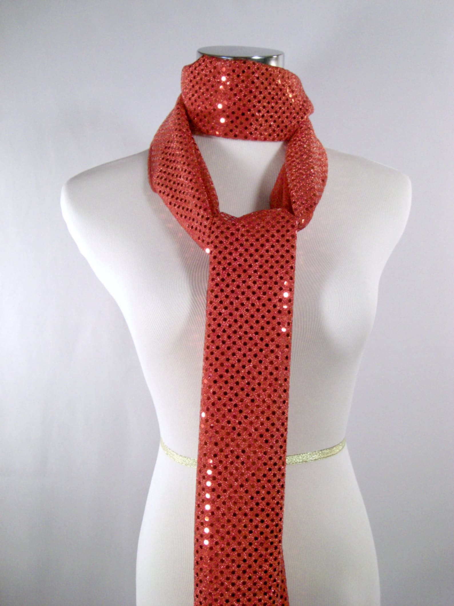 Red Sequin Party Scarf – Shiny Dressy Long Red Sequin Scarf – READ Item ...