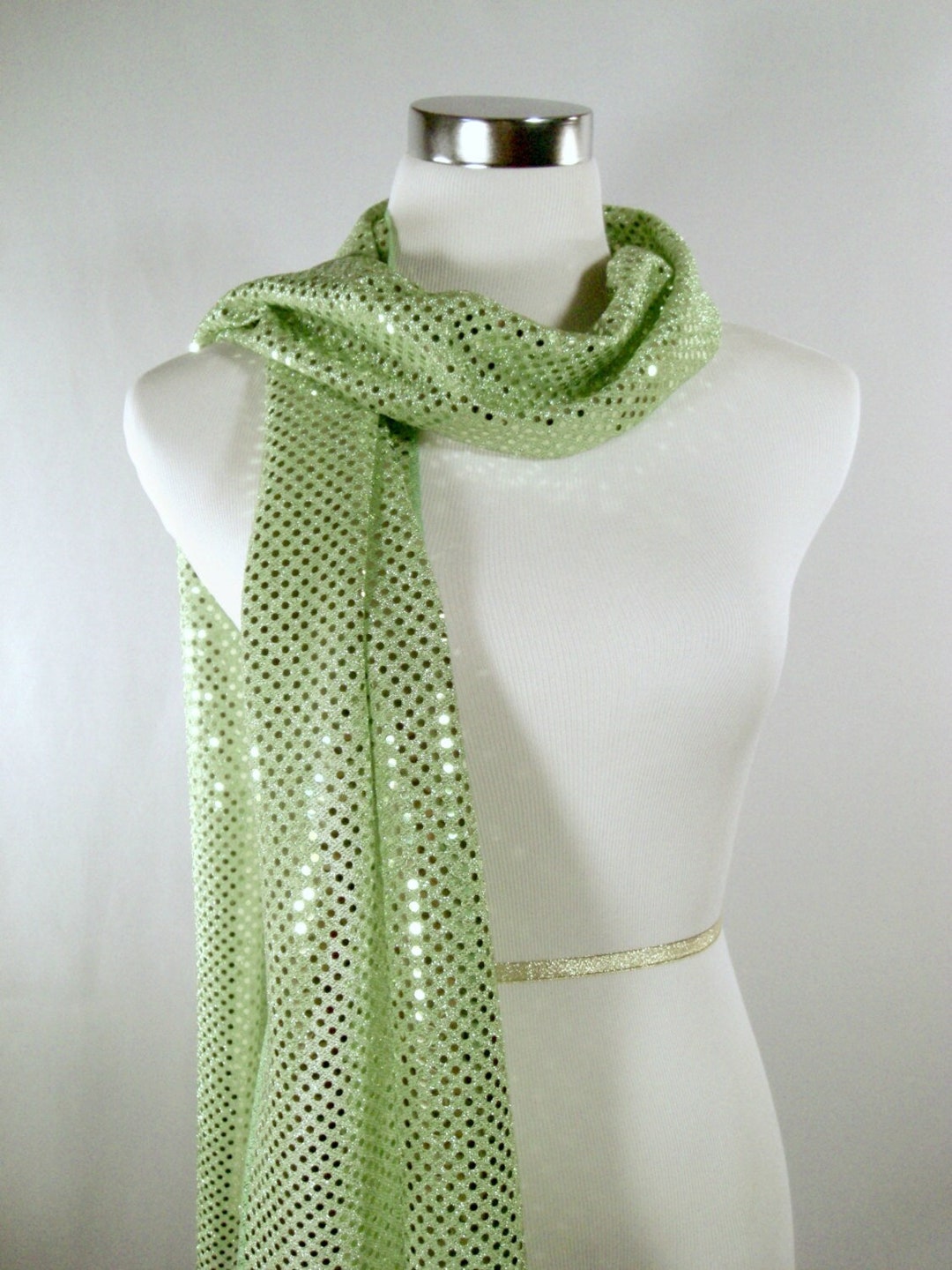 Lime Green Sequin Party Scarf Shiny Dressy Long Lime Green Sequin Scarf ...
