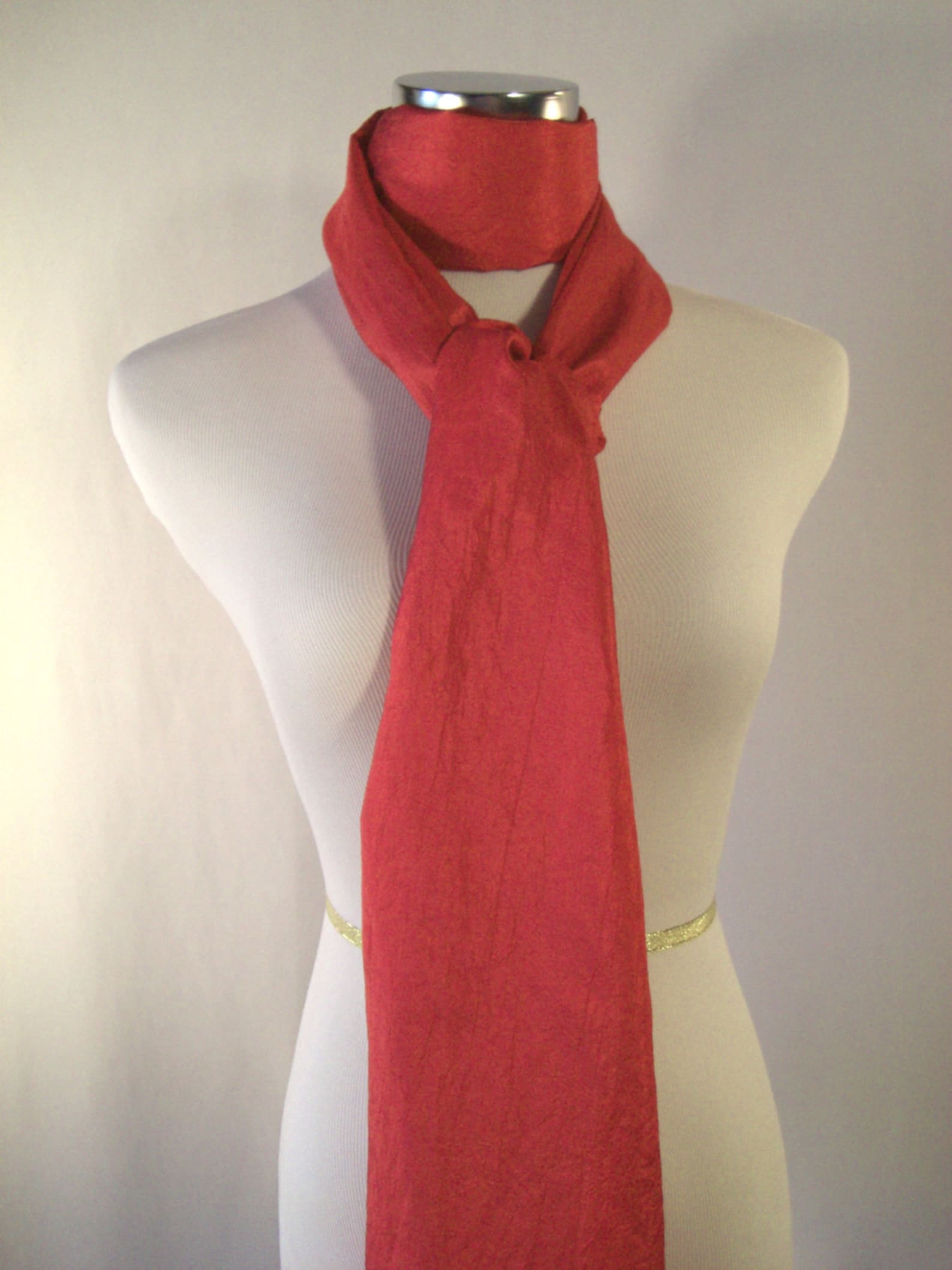 Long Red Scarf Crinkled Silky Satin Scarf Shiny Red Scarf - Etsy