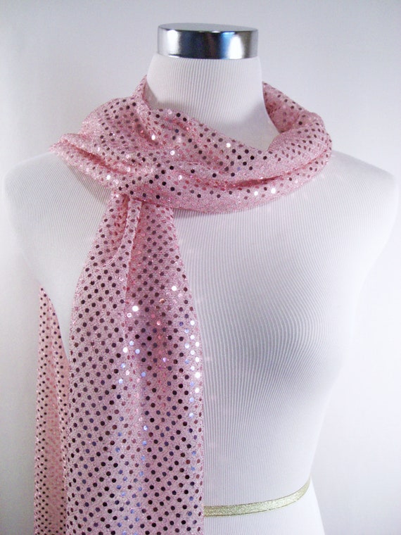 Pink Sequin Party Scarf Shiny Dressy Long Pink Sequin Scarf - Etsy