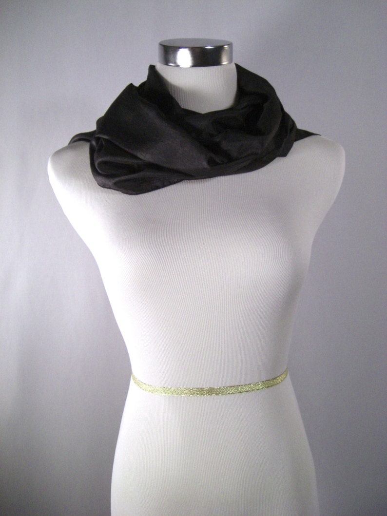 Long Scarf - Black Satin Scarf - Shiny Black Scarf - Dressy Scarf - Etsy