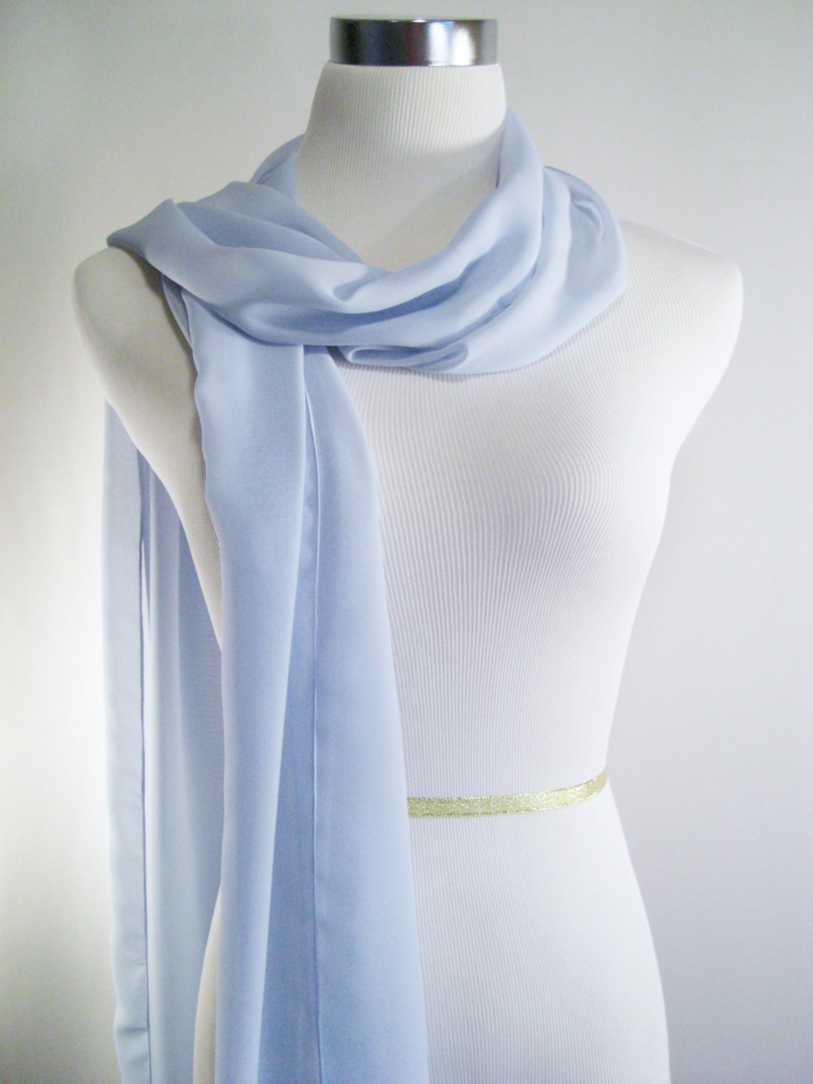 Ice Blue Chiffon Evening Wrap / Shawl – Custom Made Ice Blue Chiffon ...