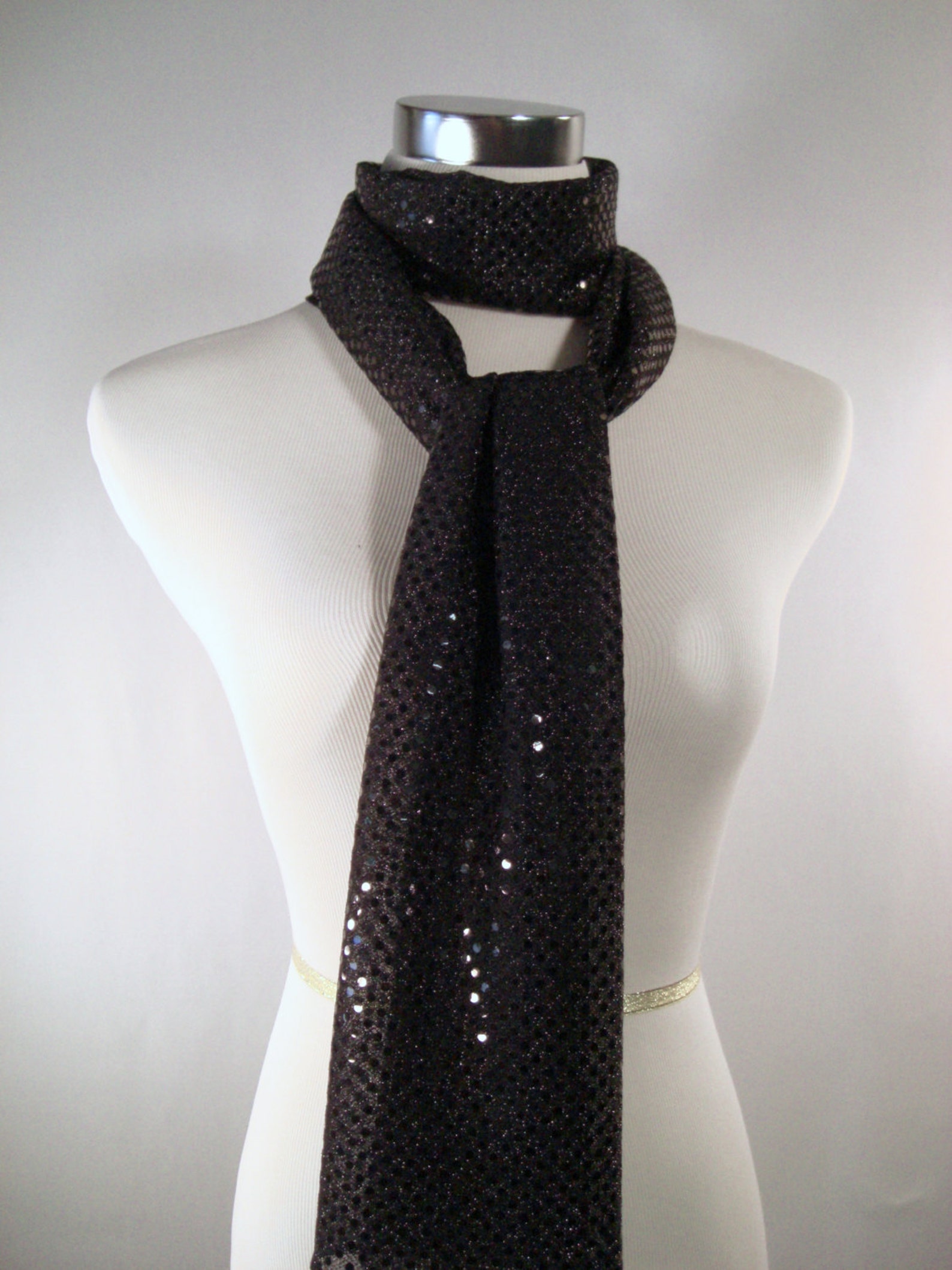 Black Sequin Party Scarf Shiny Dressy Long Black Sequin - Etsy