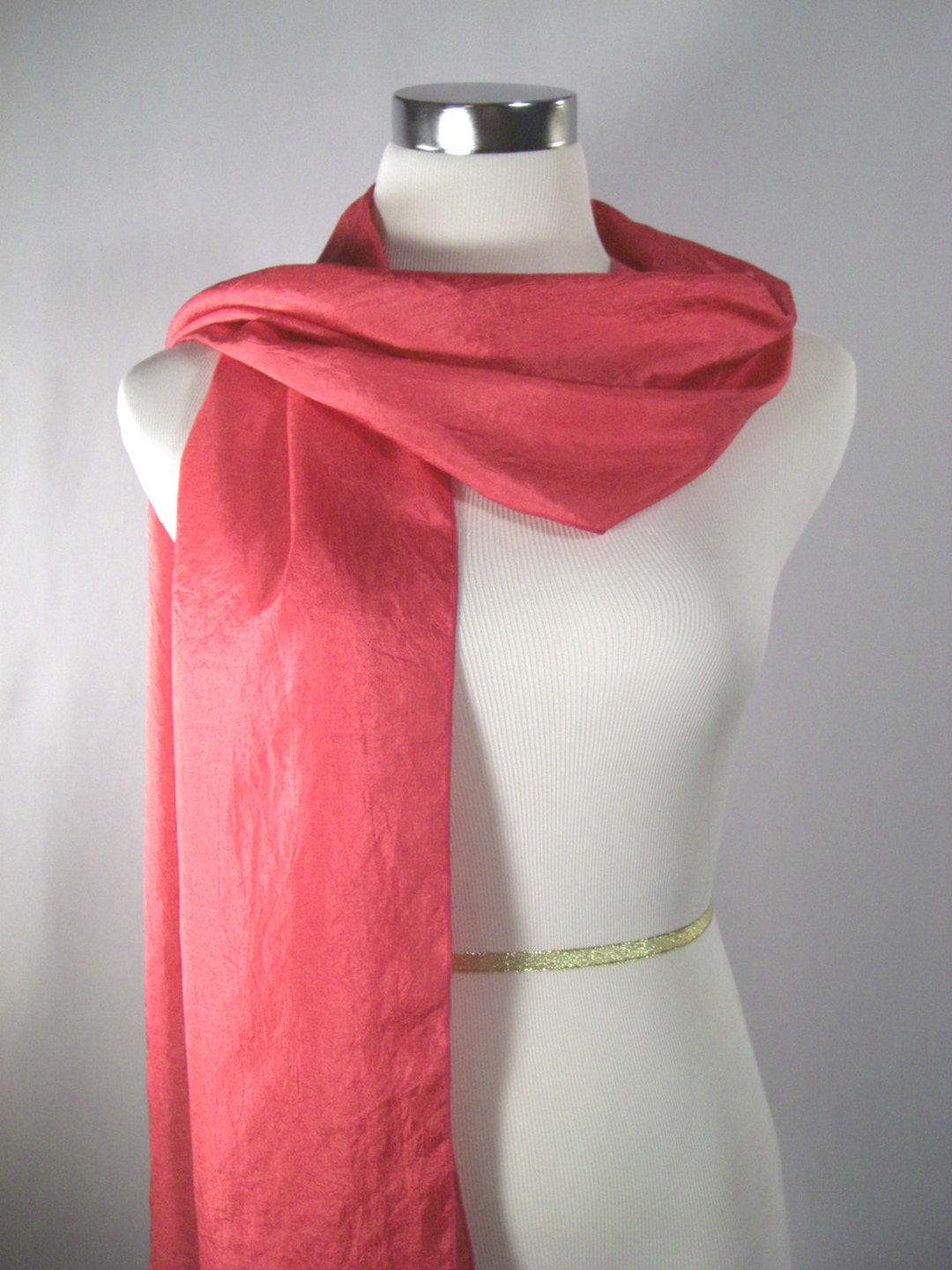 Long Scarf - Fuchsia Crinkled Silky Satin Scarf - Hot Pink Scarf ...