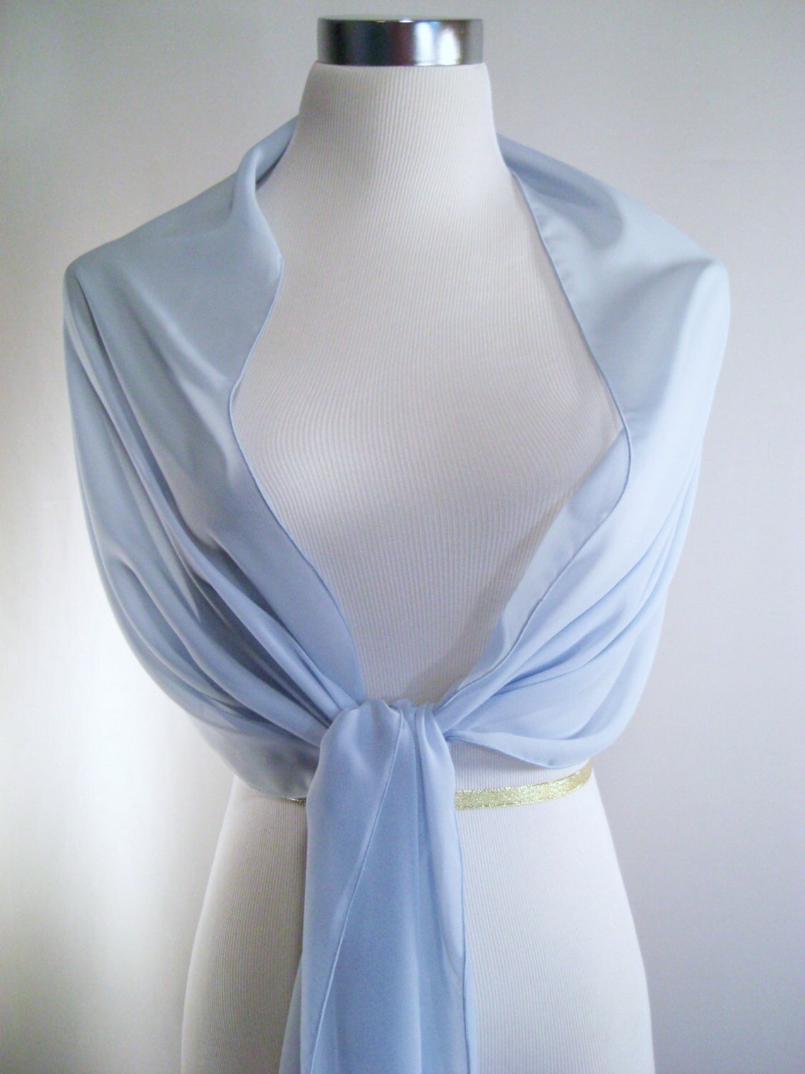 Ice Blue Chiffon Evening Wrap / Shawl – Custom Made Ice Blue Chiffon ...