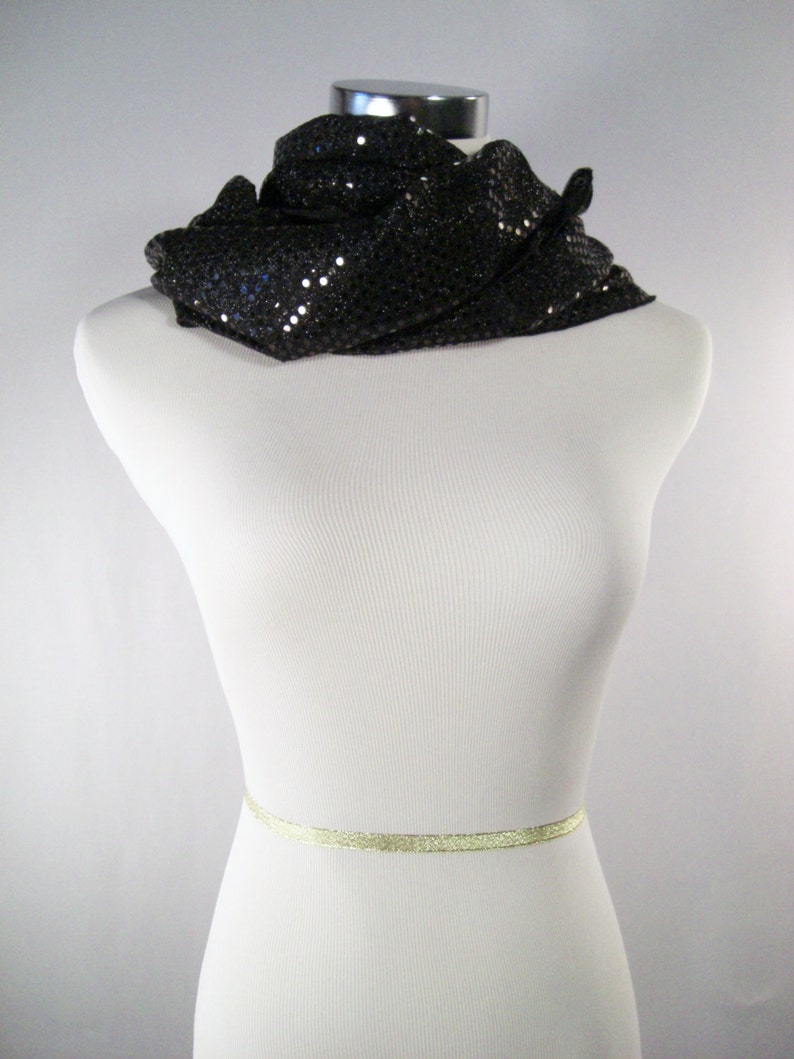 Black Sequin Party Scarf Shiny Dressy Long Black Sequin - Etsy.de