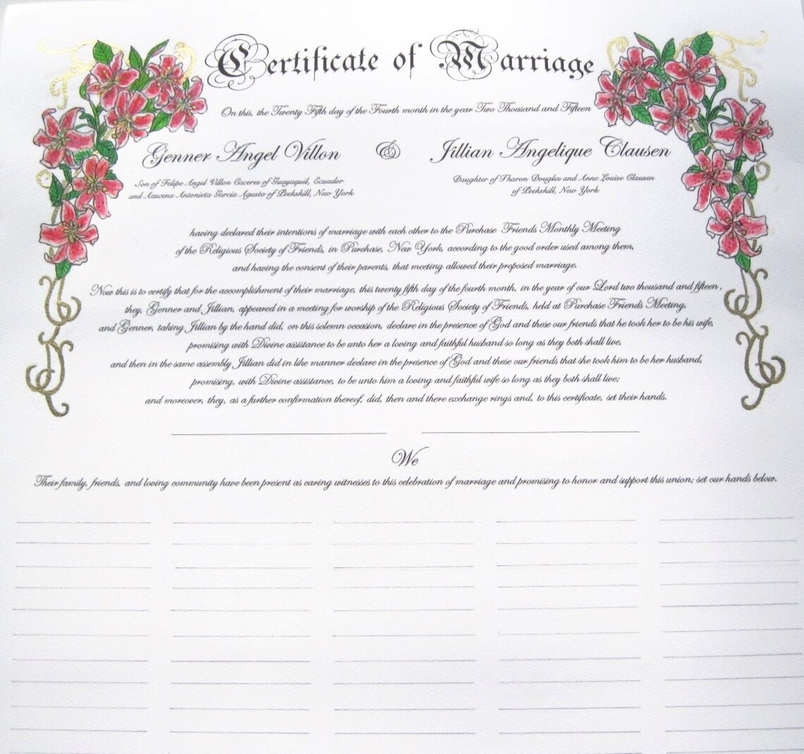 Order Custom Design Marriage Certificate - Etsy
