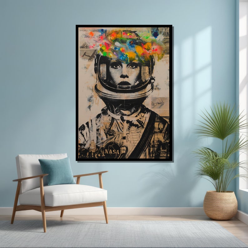 Colorful NASA Astronaut Canvas Art – Banksy-inspired Graffiti Painting ...