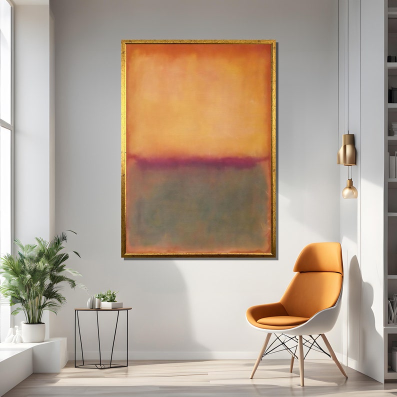 Mark Rothko Sunset Orange and Soft Green Abstract Canvas Painting ...