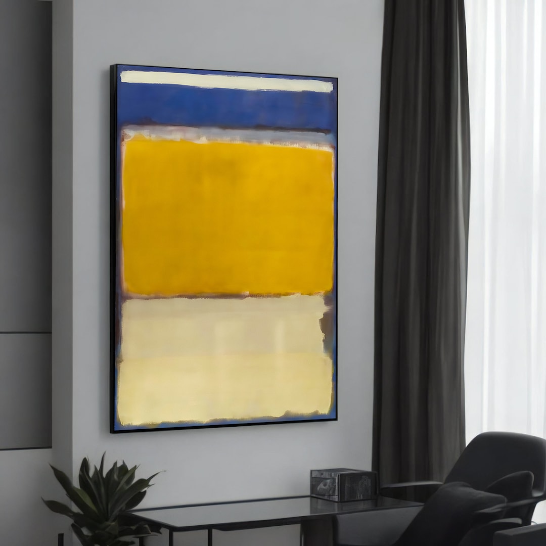 Mark Rothko Yellow, Blue, and Beige Abstract Canvas Painting, Modern ...