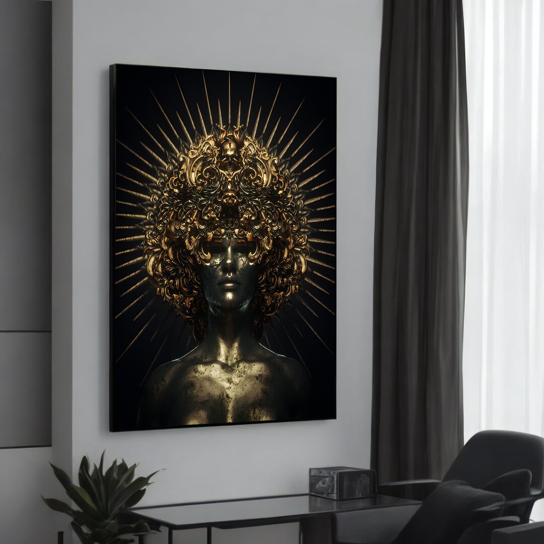 Golden Sun Goddess Canvas Painting - Luxurious Modern Art for ...