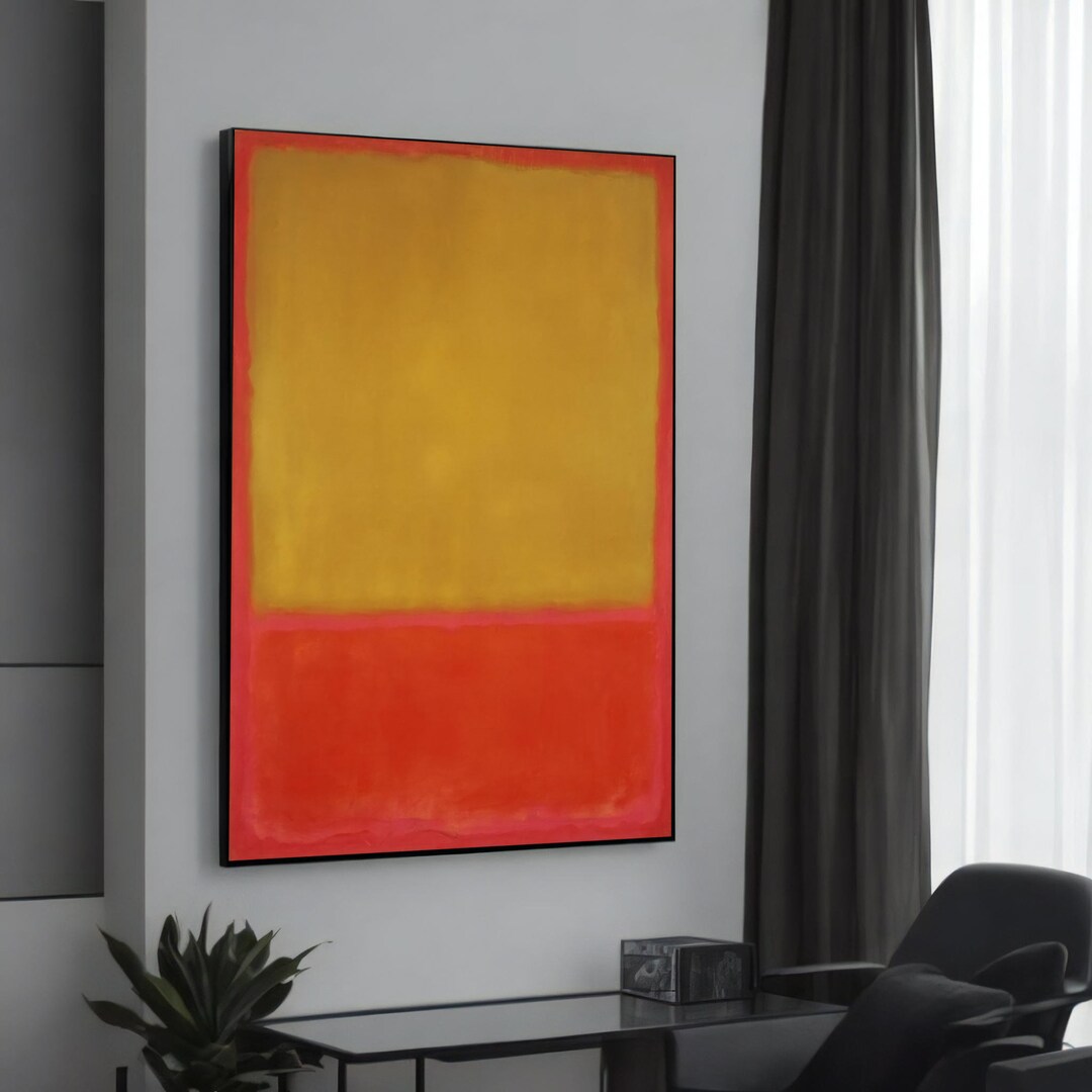 Mark Rothko Yellow and Red Abstract Canvas Painting, Modern Art for ...