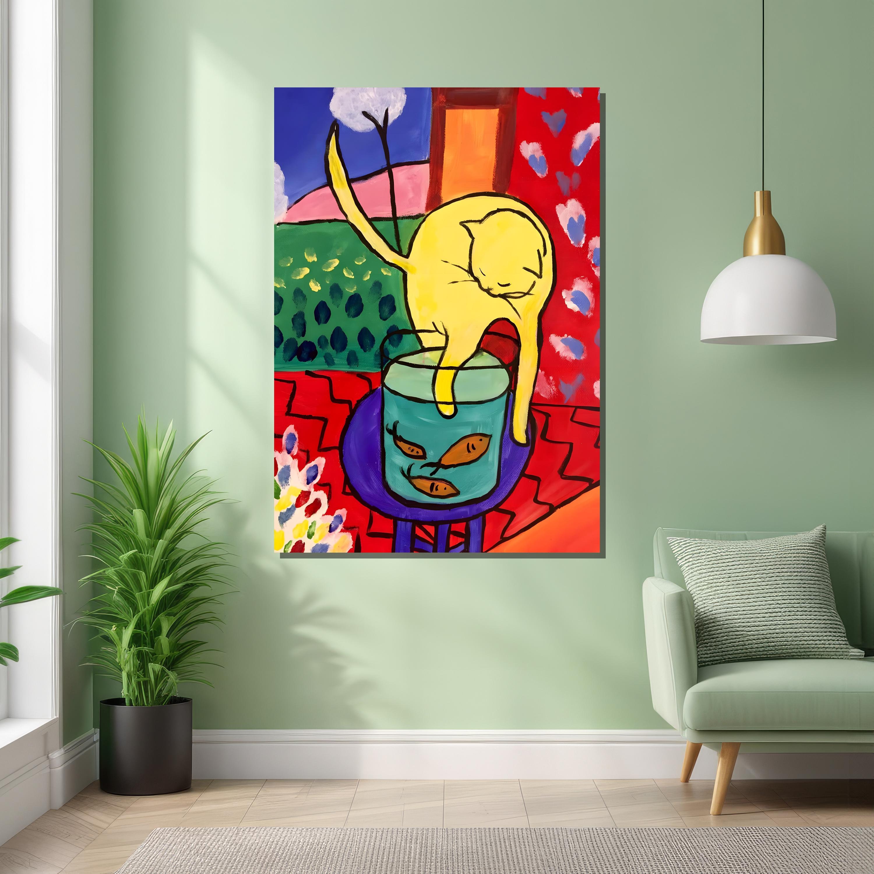 Henri Matisse the Cat With Red Fish Canvas Painting Vibrant Modern Art ...