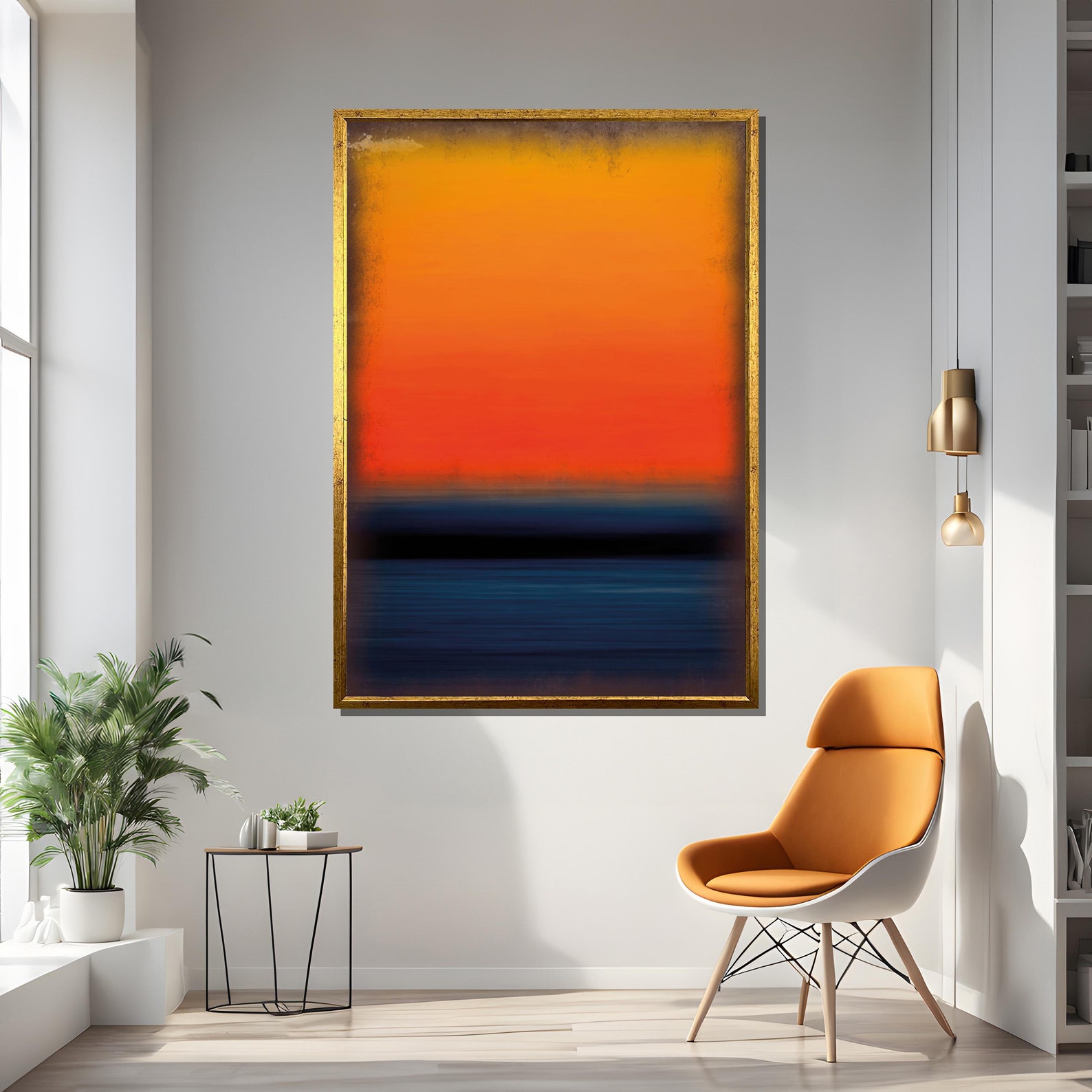 Mark Rothko Sunset Orange and Deep Blue Abstract Canvas Painting ...