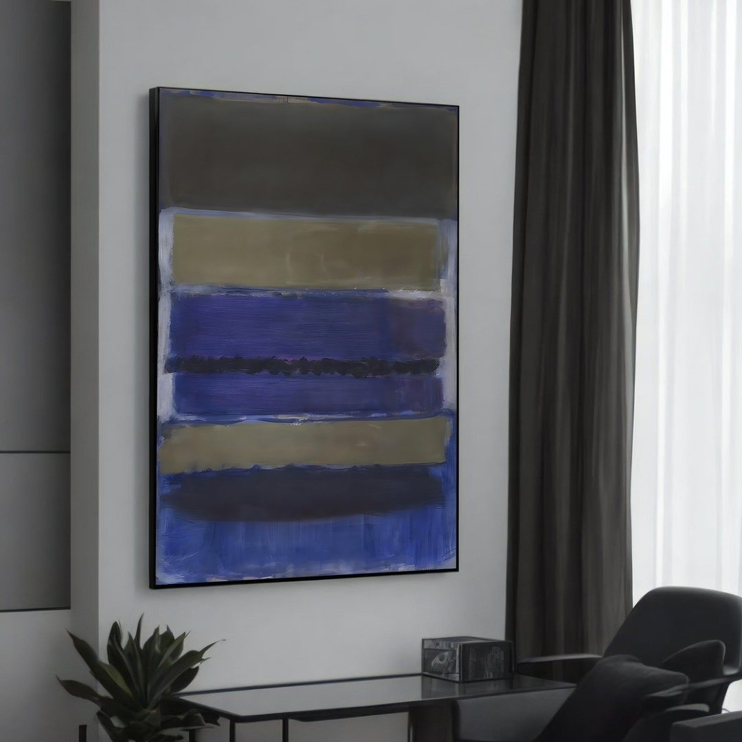 Elegant Blue and Gray Mark Rothko-inspired Abstract Canvas Painting ...
