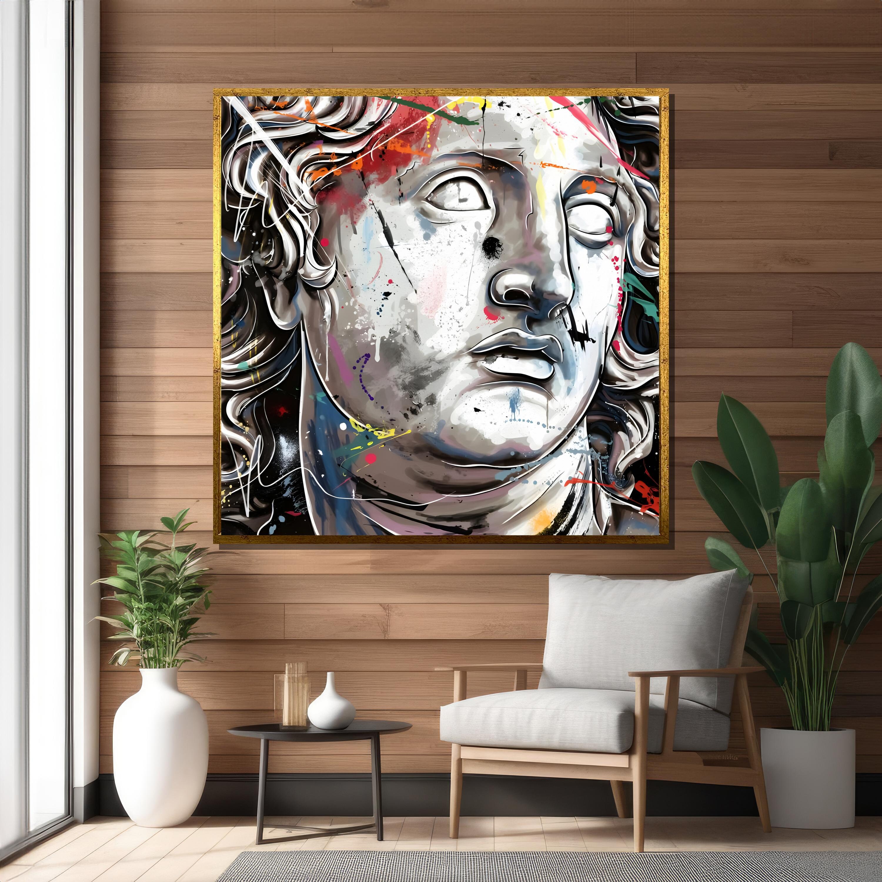 Classic Bust Meets Modern Graffiti: Banksy-inspired Pop Art Canvas ...