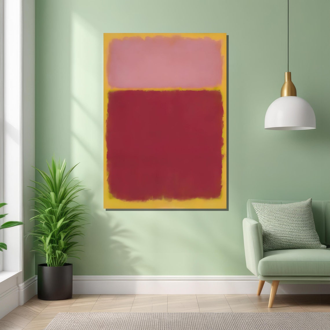 Mark Rothko Pink and Red Abstract Canvas Painting, Modern Art for ...