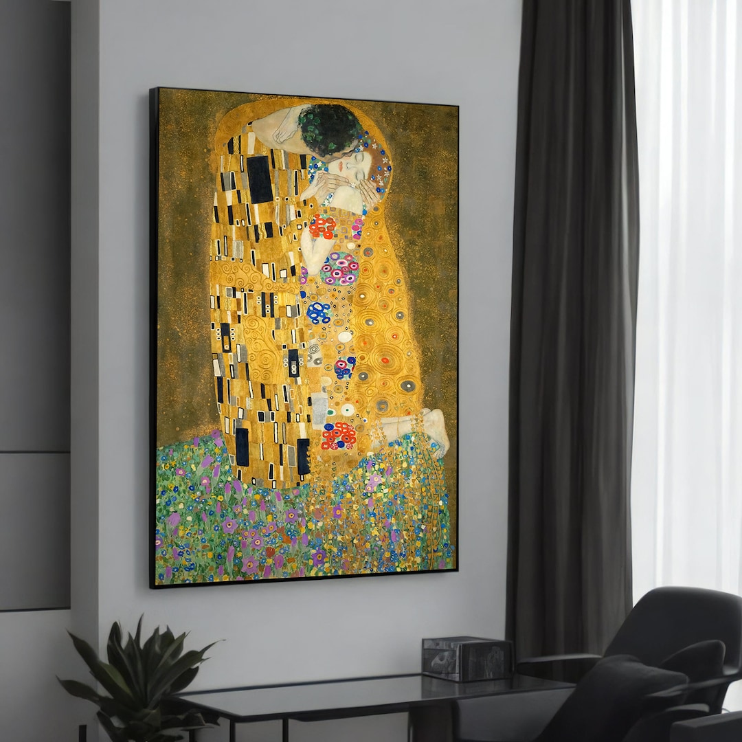 Gustav Klimt the Kiss Canvas Painting - Iconic Art Nouveau Masterpiece ...