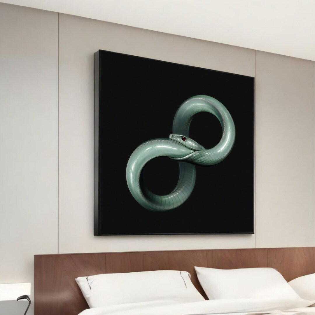 Infinite Serpent - Modern Canvas Painting of a Snake in an Infinity ...