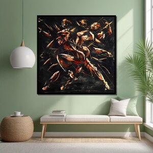 Dynamic Motion - Modern Canvas Painting of Abstract Figures in Movement ...