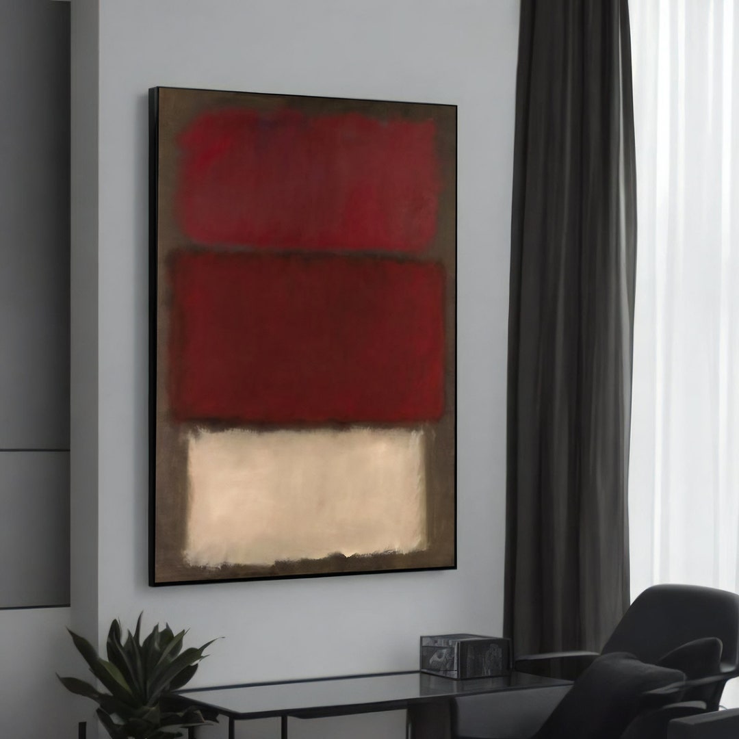 Elegant Red and Beige Mark Rothko-inspired Abstract Canvas Painting ...