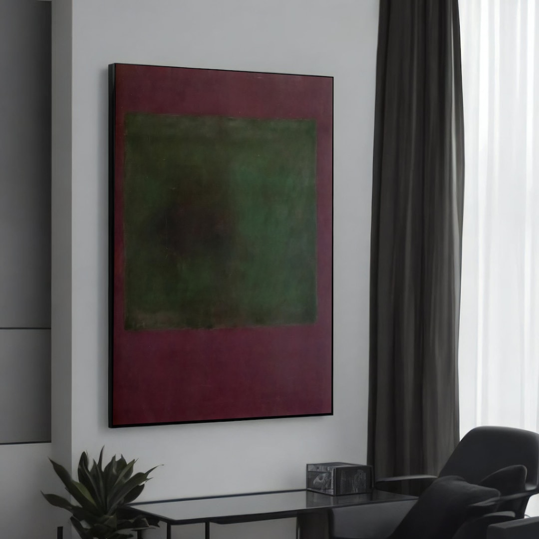 Mark Rothko Deep Green and Burgundy Abstract Canvas Painting, Modern ...