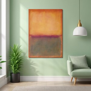 Mark Rothko Sunset Orange and Soft Green Abstract Canvas Painting ...