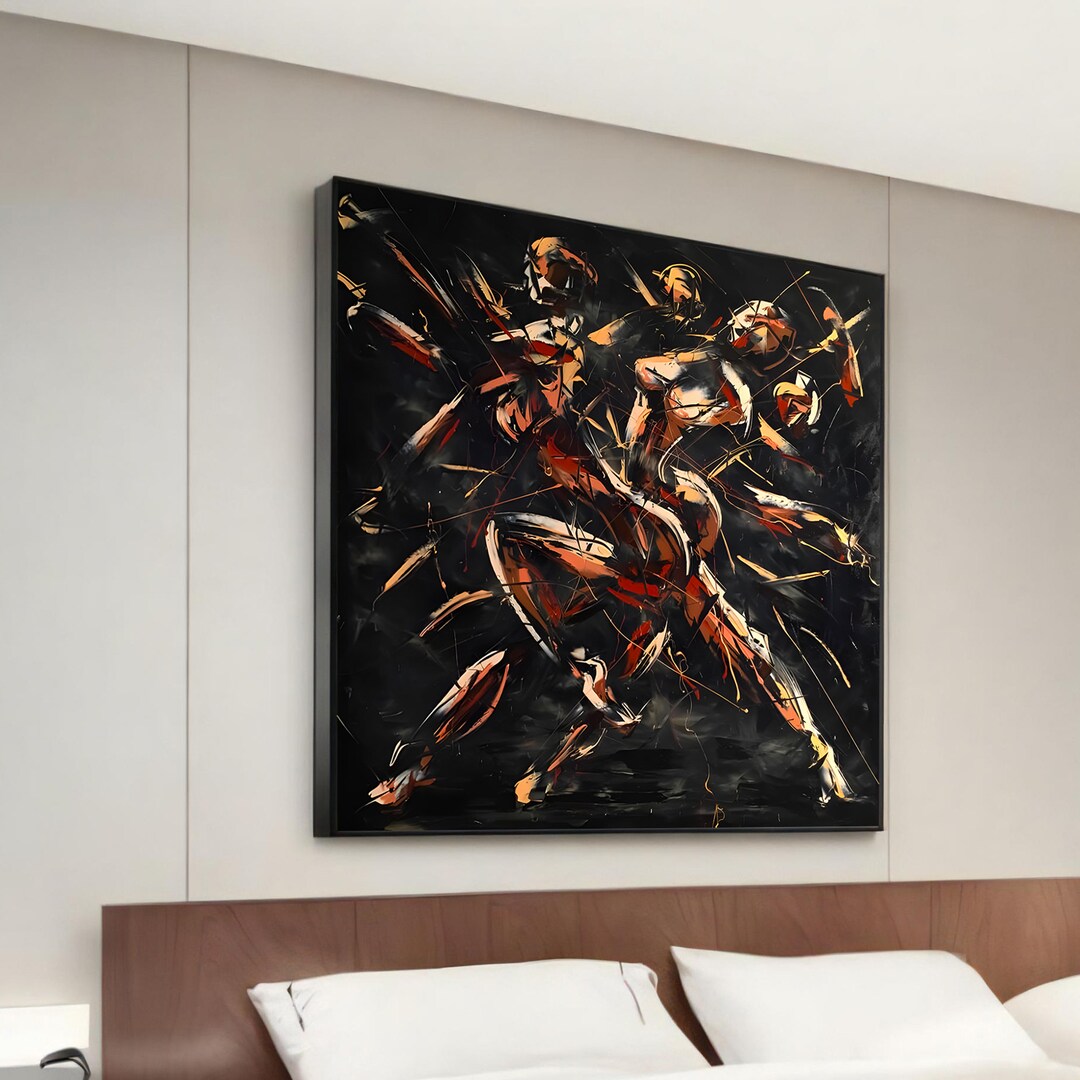 Dynamic Motion - Modern Canvas Painting of Abstract Figures in Movement ...