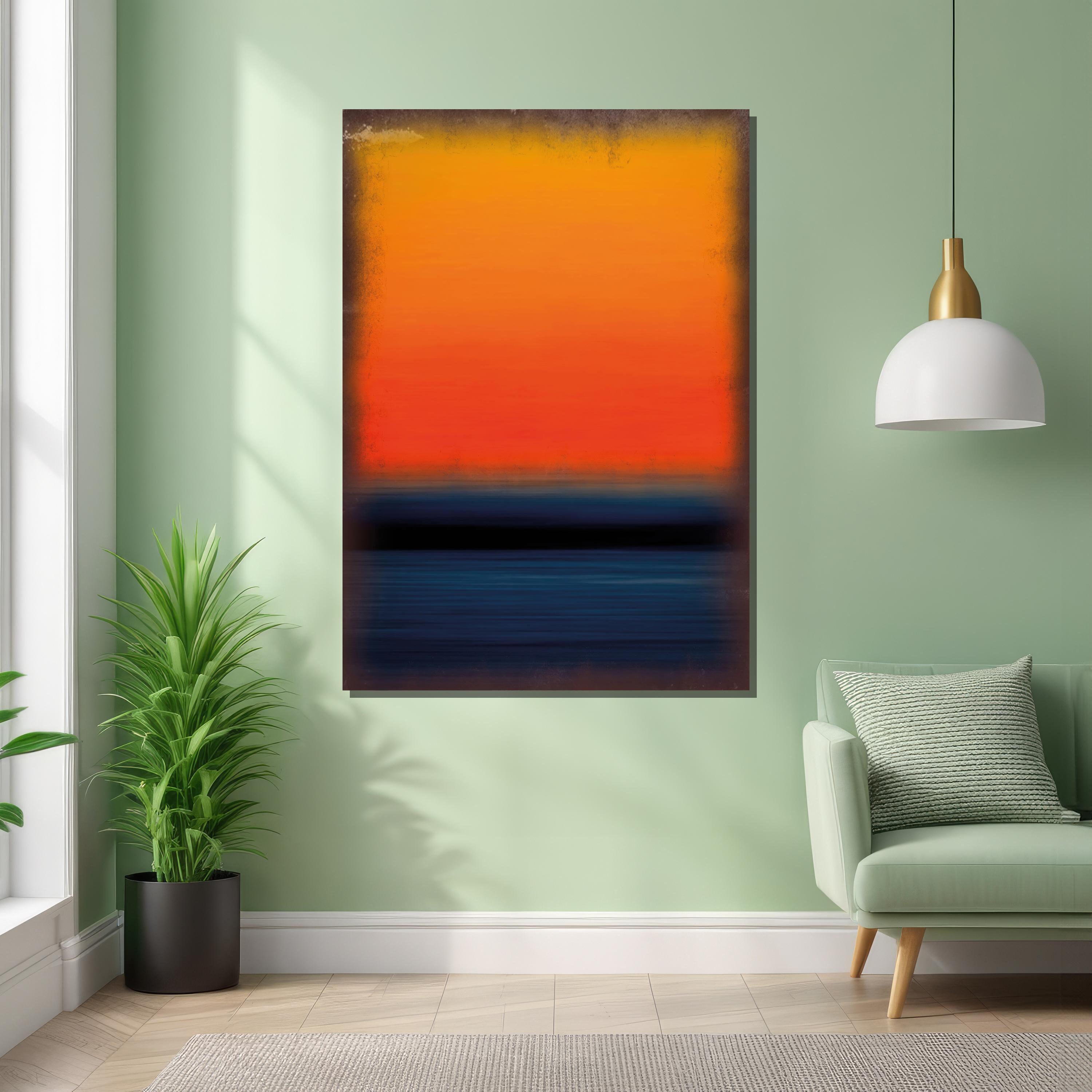 Mark Rothko Sunset Orange and Deep Blue Abstract Canvas Painting ...