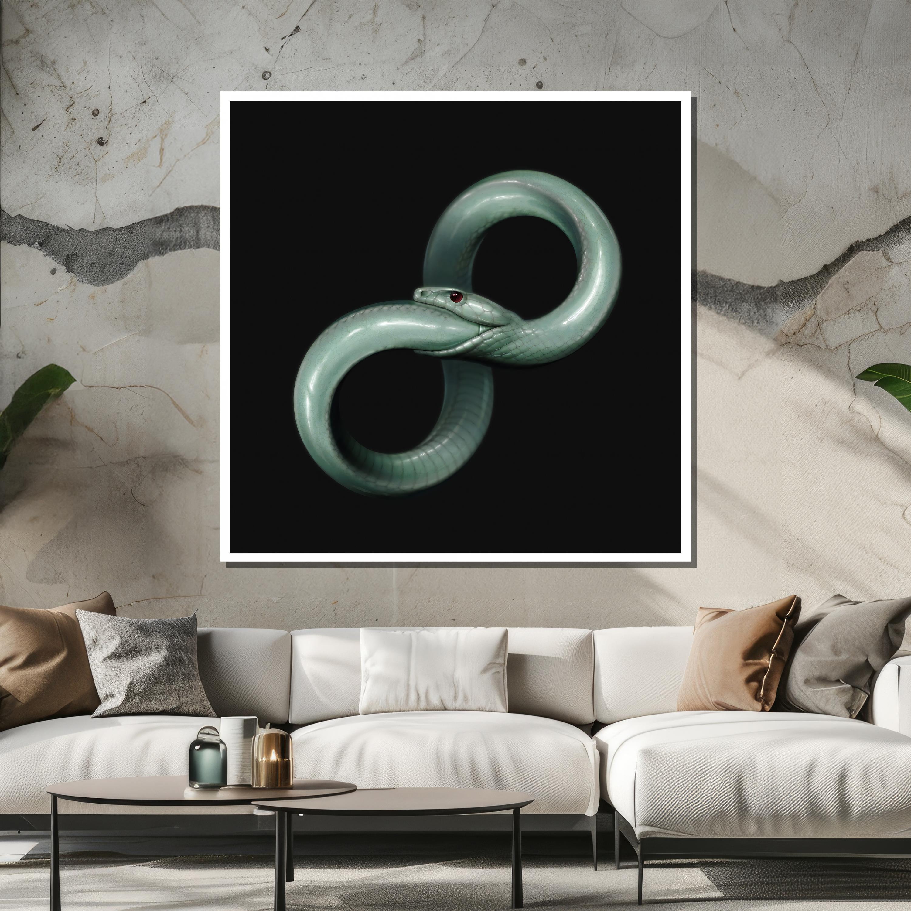 Infinite Serpent - Modern Canvas Painting of a Snake in an Infinity ...