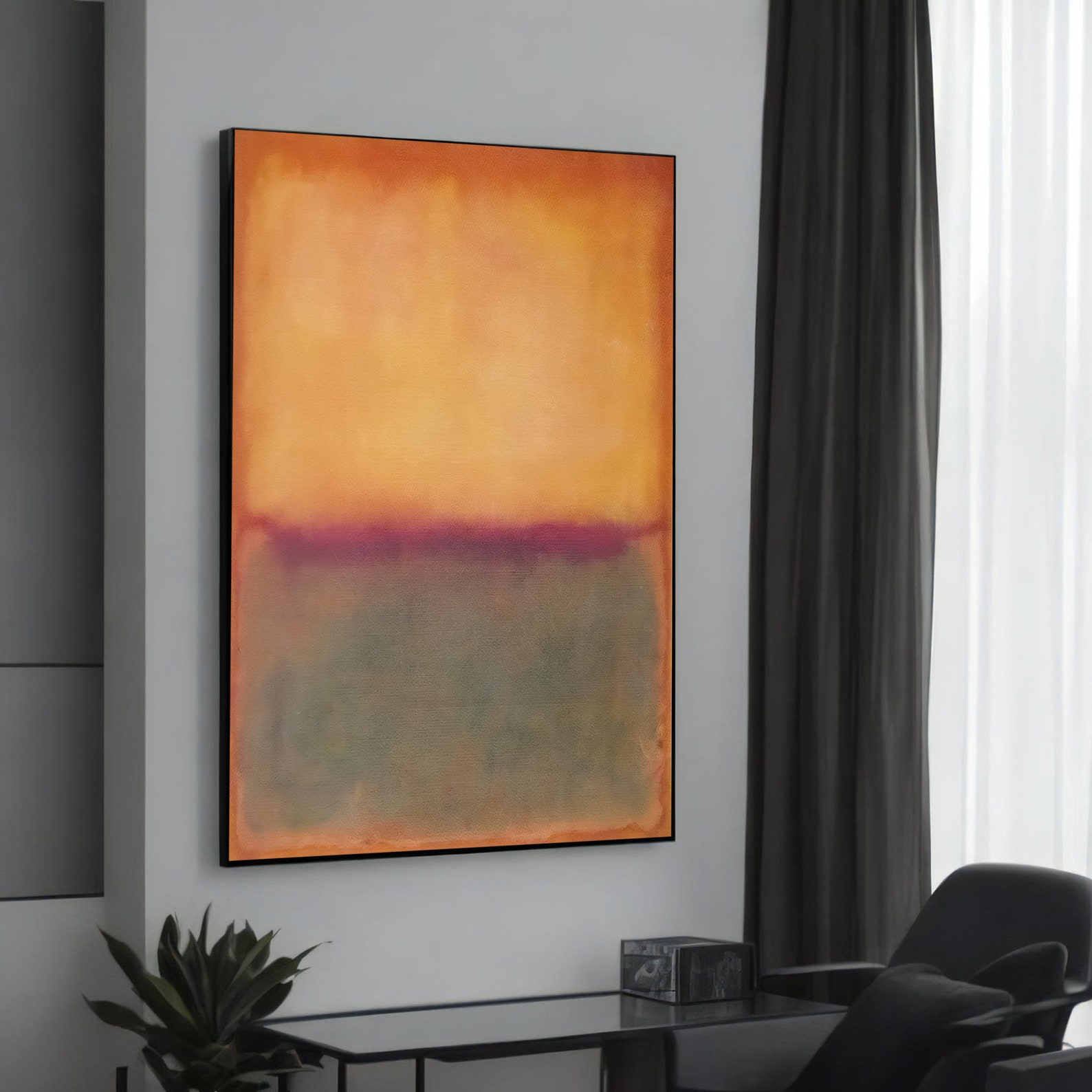 Mark Rothko Sunset Orange and Soft Green Abstract Canvas Painting ...
